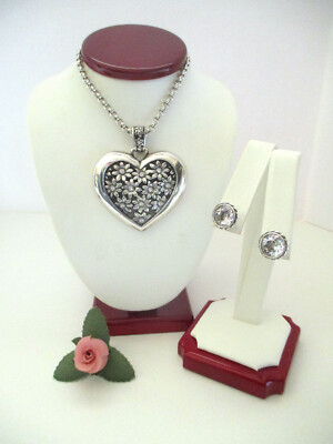Brighton "FULL BLOOM" Heart Necklace-Earring Set (MSR$76) NWT/Pouch | eBay