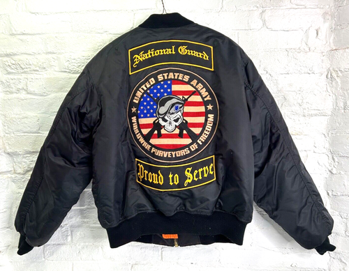 Vintage US Army National Guard Black Flight Jacket | eBay