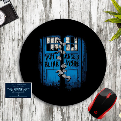 DOCTOR WHO TARDIS DON'T BLINK CUSTOM ROUND MOUSE PAD DESK MAT SCHOOL ...
