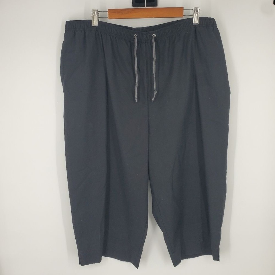 Karen Scott Pants Womens 2x Drawstring Woven Capris Sport Black | eBay