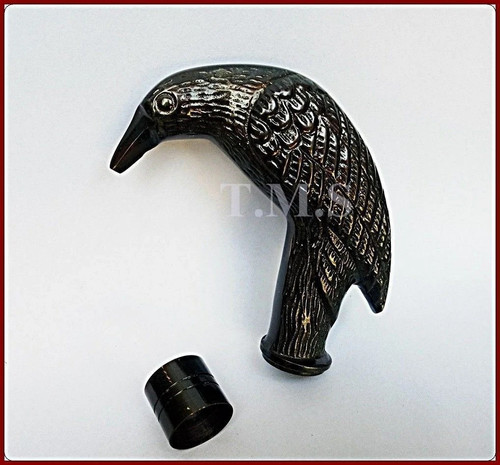 Antique Style Brass Raven Black Crow Head Handle For Designer Walking ...