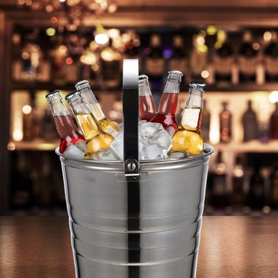 1 Set Portable Beer Bucket Stainless Steel Ice Bucket with Ice Tong ...