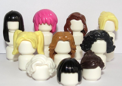Lego 10 Hair Wig For Female Girl Minifigure Brown Black Blonde Ginger ...