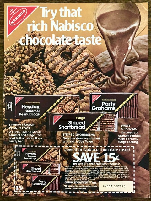 1982 Nabisco Cookies PRINT AD Heyday Striped Shortbread Party Grahams ...