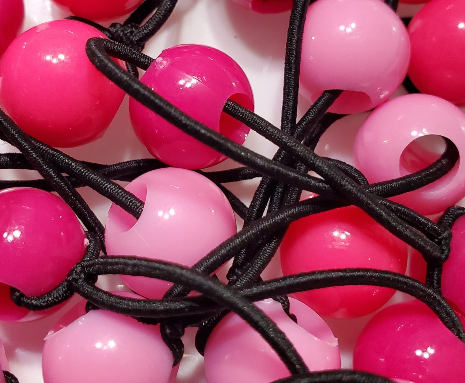 Pink tie big beads hair Knocker girl Scrunchie Balls Ponytail Holder | eBay