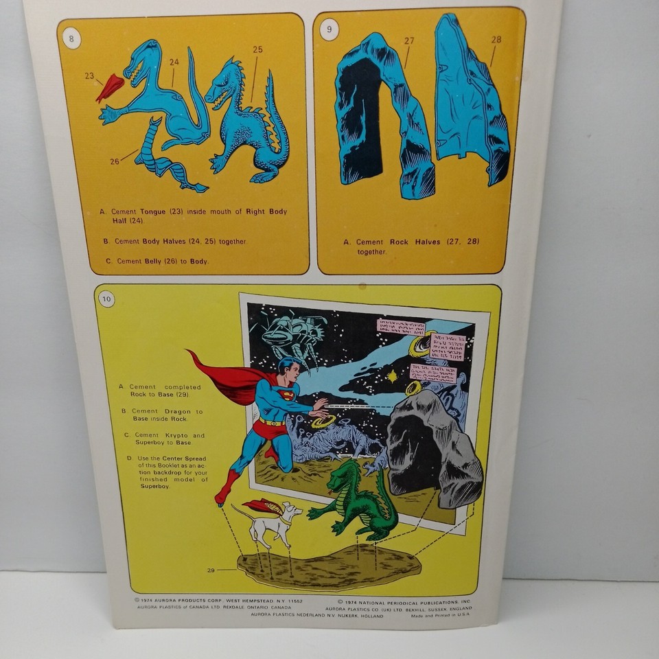 Superboy Aurora Comic Scenes Model kit Comic Book Instructions 1974 NM ...