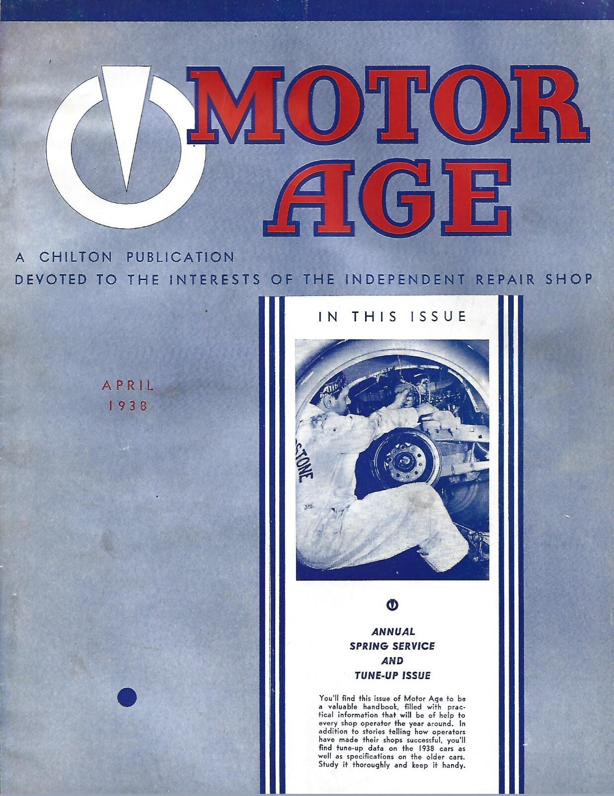 APRIL 1938 MOTOR AGE MAGAZINE SPRING SERVICE TUNE UP PARTS TOOLS ...