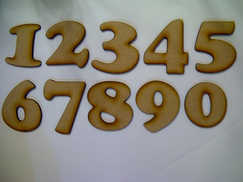 Set of 10 Laser Cut Wooden Numbers 3mm Thick MDF 0 to 9 75mm High ...