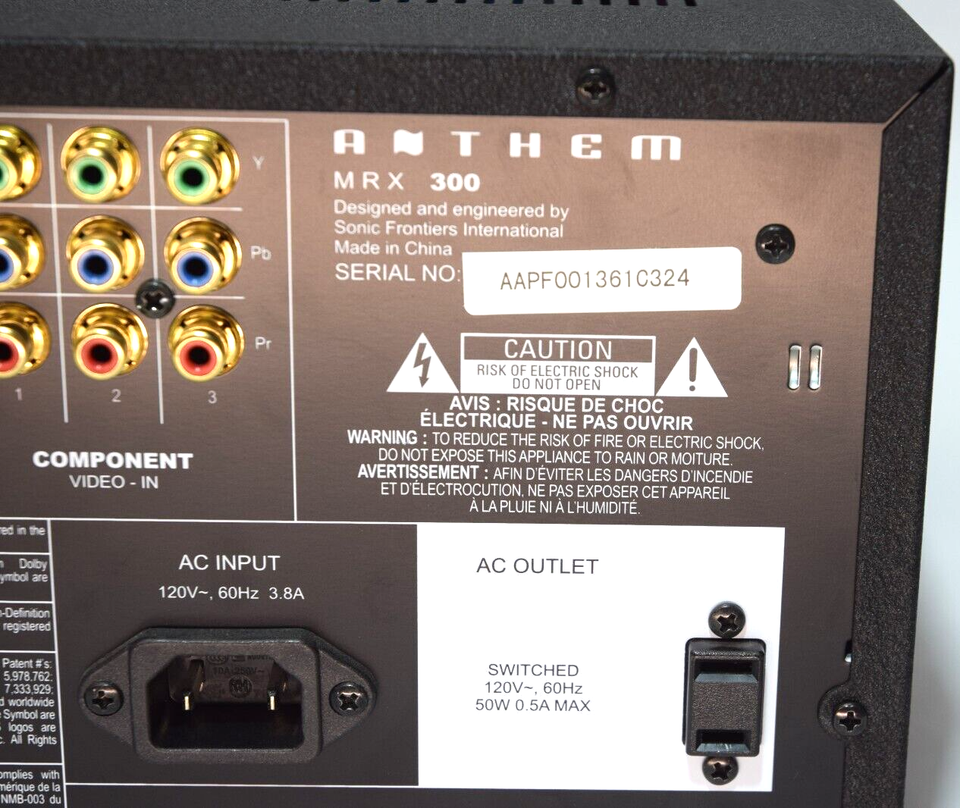 Anthem MRX 300 7.1 A/V Receiver w/Power Cord & Original Remote Bundle ...