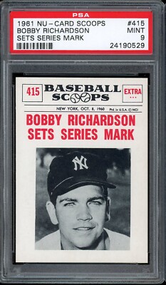 1961 Nu-card Scoops Baseball #415 Bobby Richardson Sets Series Mark PSA ...