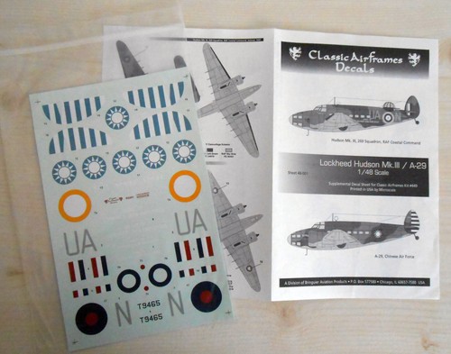 Décalques Maquette Avion 1:48 Classic Airframes Decals 48-001 Lockheed ...