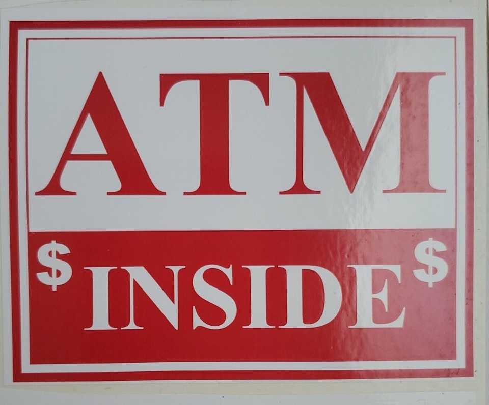 Three ATM Inside Vinyl Stickers Decal Teller Office Station Gas Pump ...