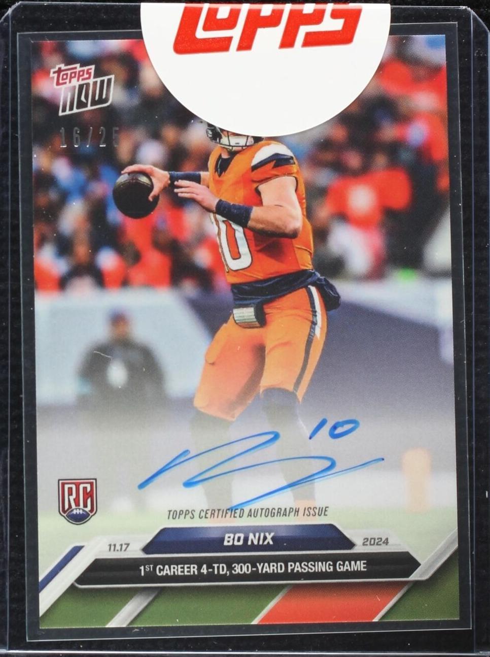 2024 Topps Now - Bo Nix #12A Purple Autographs /25 (AU, RC) for sale ...