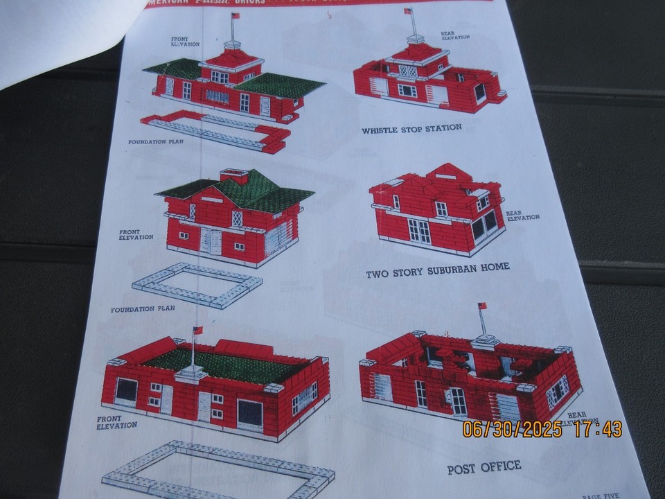 1950's AMERICAN PLASTIC BRICKS SET 725 ELGO How to Build with HALSAM | eBay