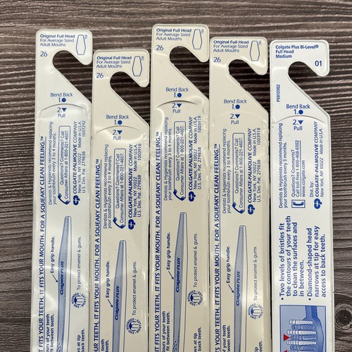 5 VTG Colgate PLUS Ultra Fit Bi-Level Toothbrush Diamond Shaped Full ...