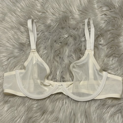 Cuup 34A Bra White The Plunge Underwire Back Closure Sheer Cup Stretch ...