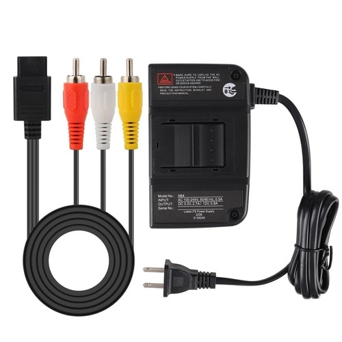 AC Adapter Power Supply & AV Cable Cord (Nintendo 64) Brand New N64 ...