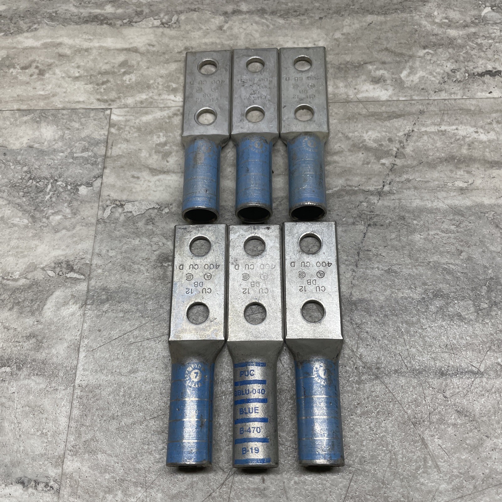 Lot Of 6 Penn Union BBLU-040D 2 Hole 400 Kcmil Copper Compression Lug 1 ...