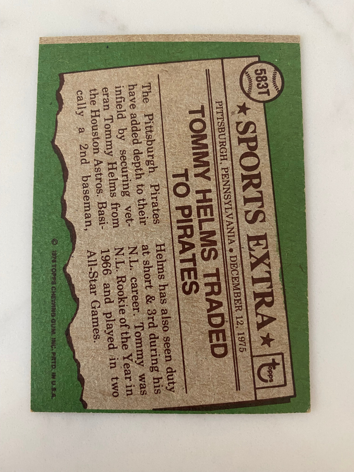 Tommy Helms Autographed 1976 Topps Traded #583T Pittsburgh Pirates | eBay