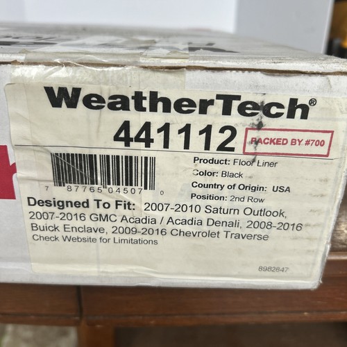 2nd Row Black WeatherTech Car FloorLiner for Acadia Enclave Traverse ...