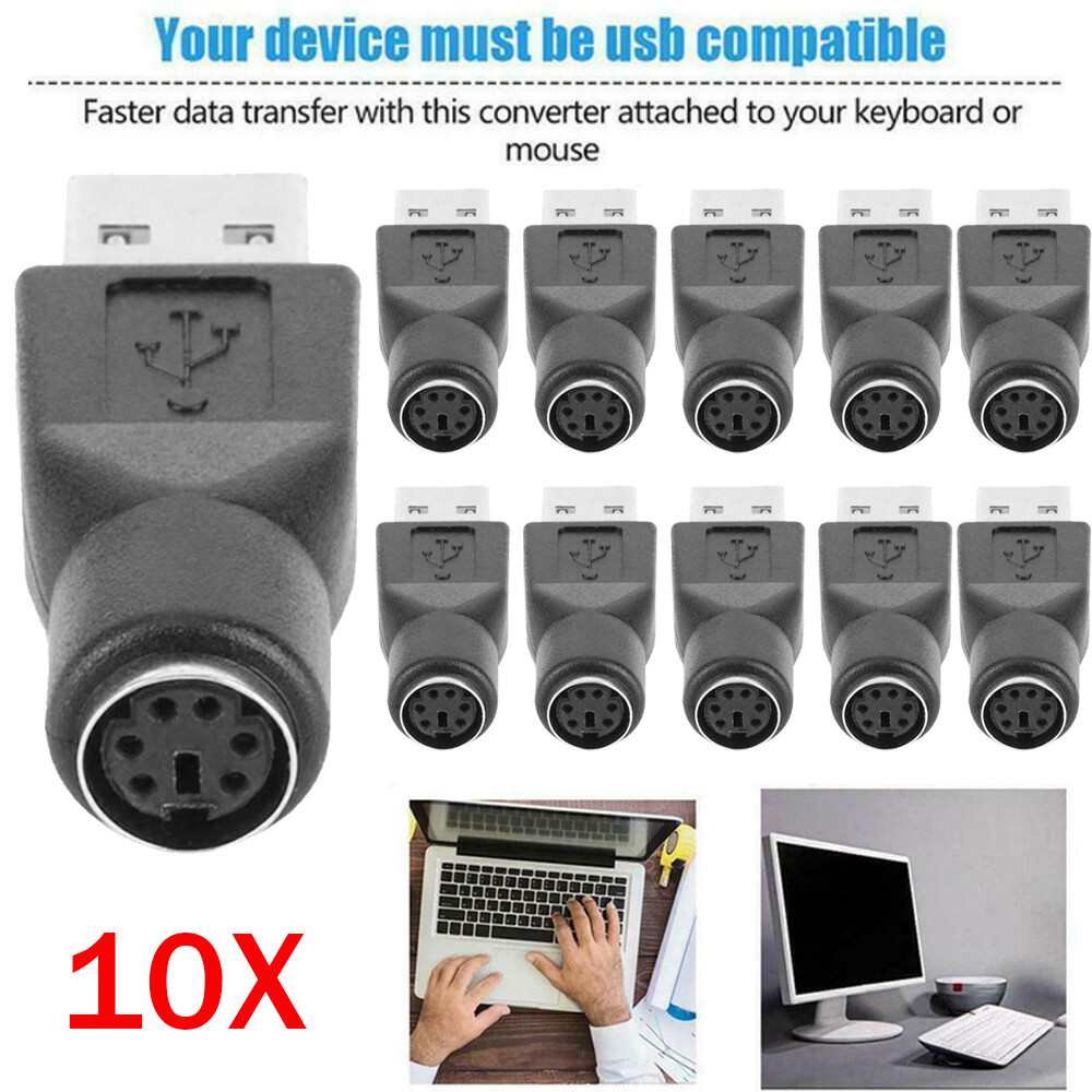 10Pcs PS/2 Female to USB Male Converters Connector Adapters For PC | eBay
