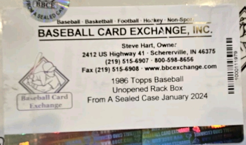1986 TOPPS BASEBALL RACK PACK BOX BBCE AUTHENTICATED (FASC) FROM A ...