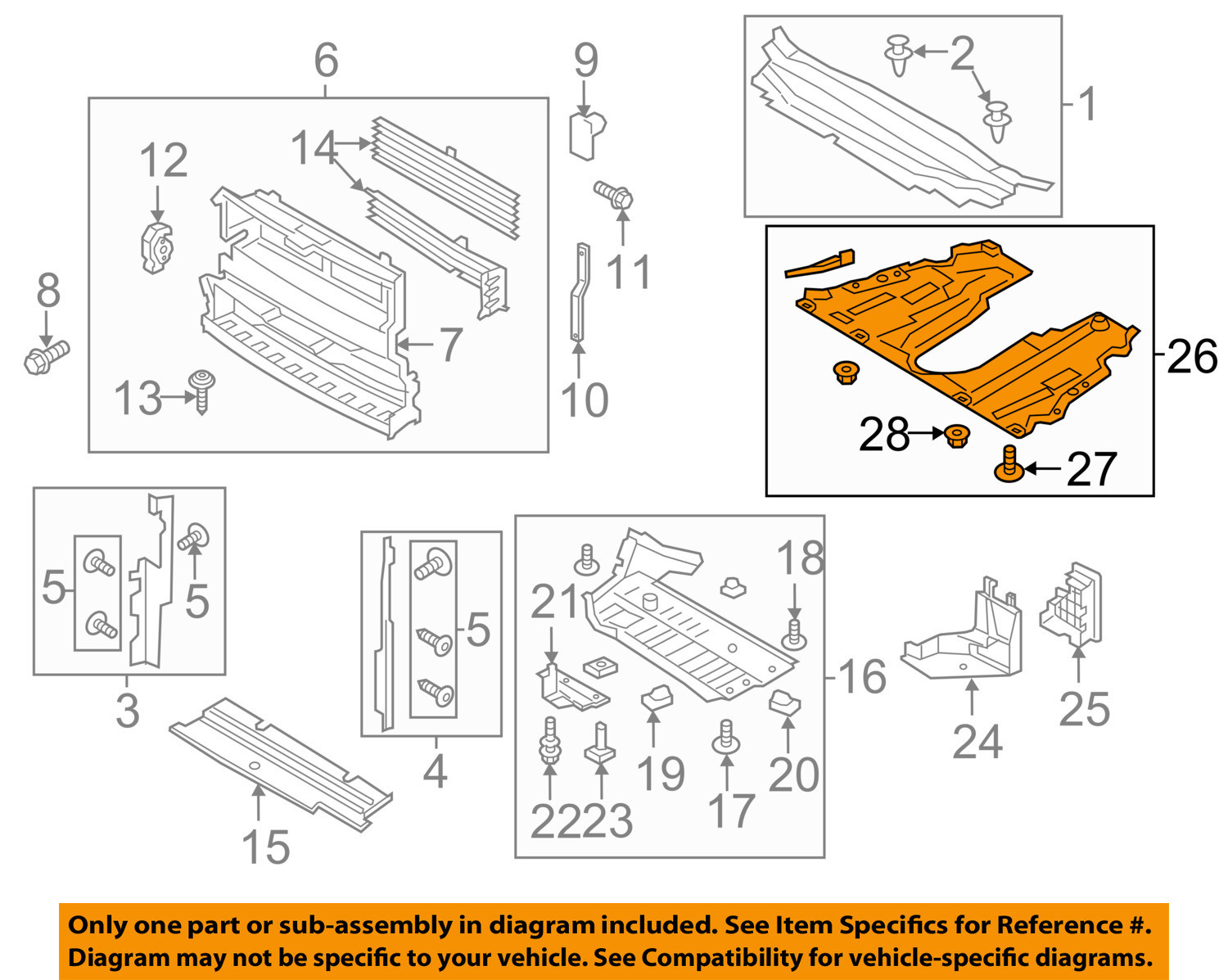 FORD OEM Splash Shield-Under Engine / Radiator Cover DG9Z6P013E | eBay