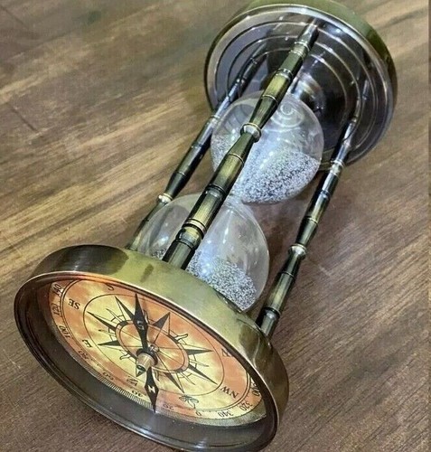Sand Timer Hourglass Brass Nautical Maritime Hour Glass Vintage Sand ...