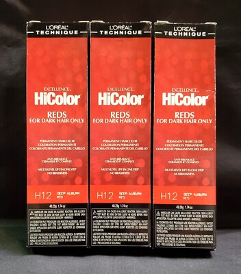 L'Oreal Excellence HiColor for Dark Hair/H12 Deep Auburn Red 1.74oz (3 ...