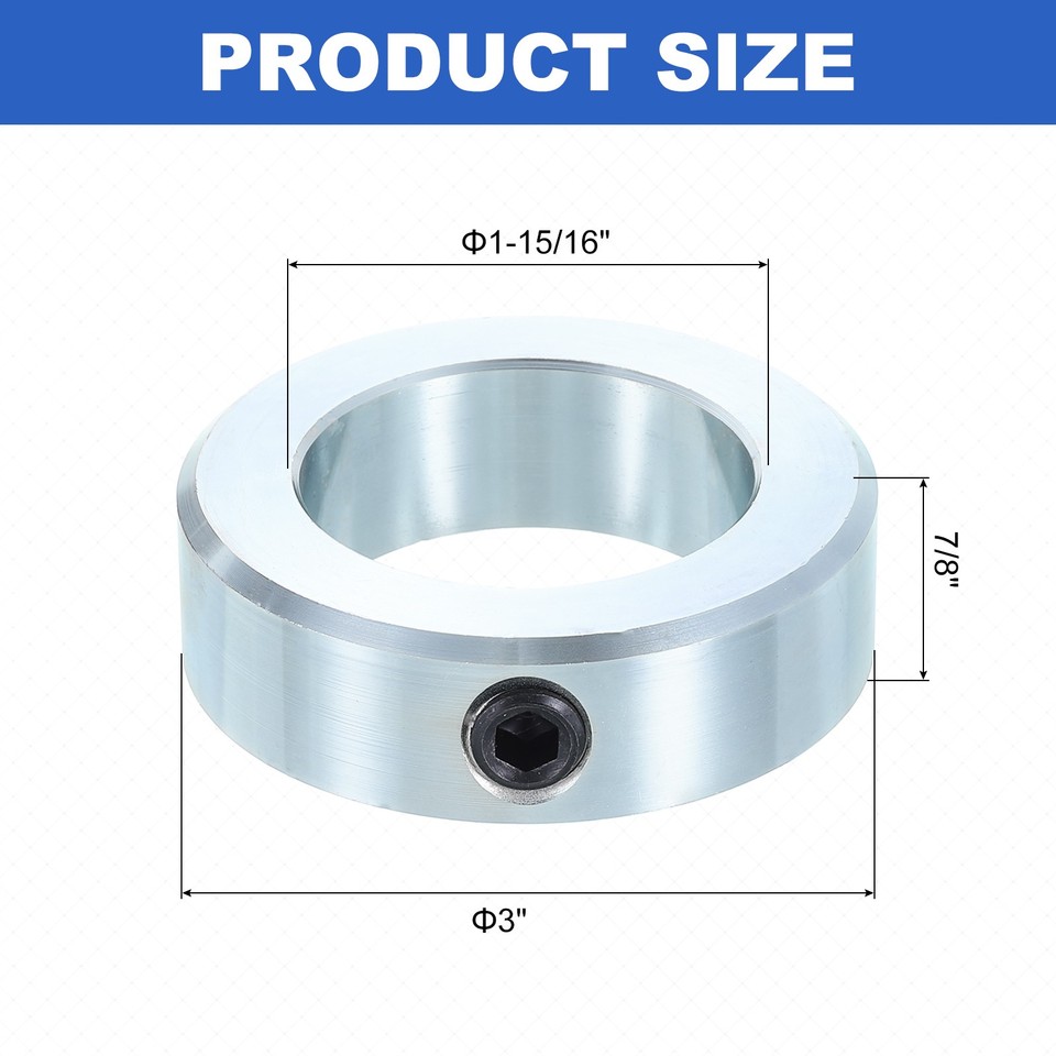 Set Screw Collars 1-15/16" Bore Zinc Plated Steel Shaft Collars, 3" OD ...