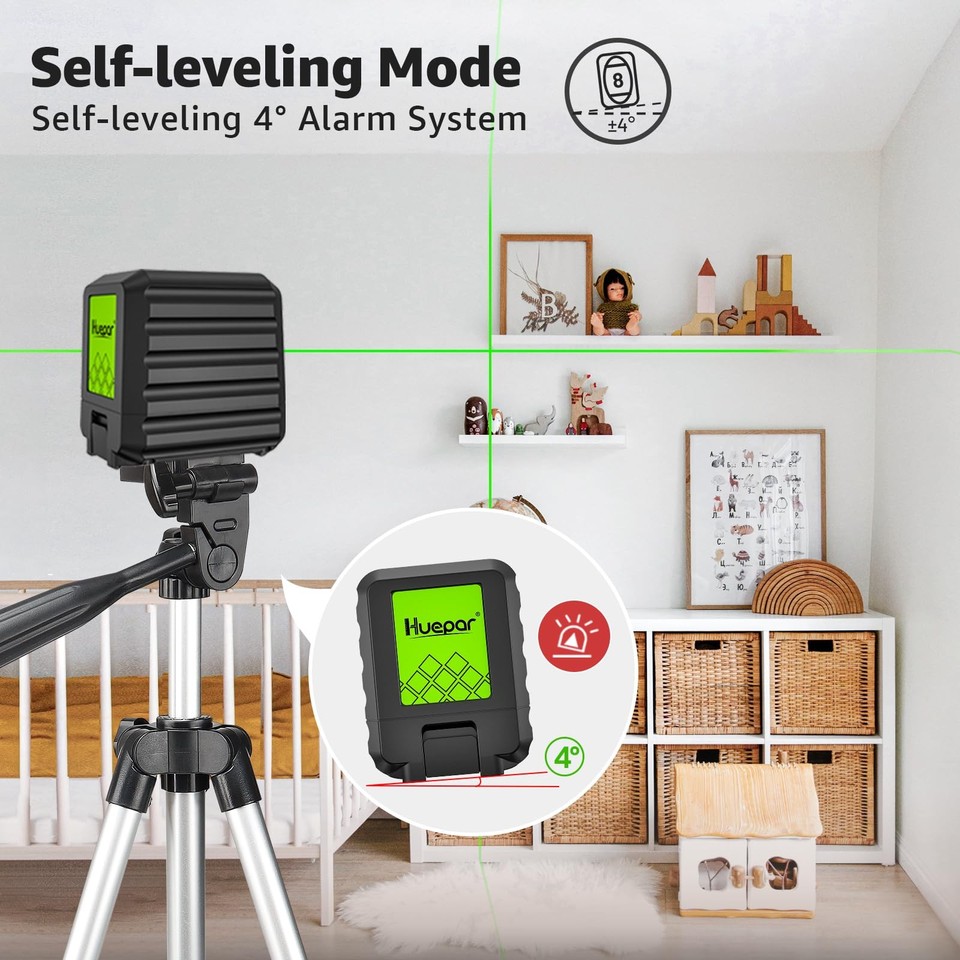 Laser Level with Tripod, 100Ft Self Leveling Green Cross Line DIY Laser ...