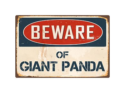 Beware Of Giant Panda 8" x 12" Vintage Aluminum Retro Metal Sign VS183 ...