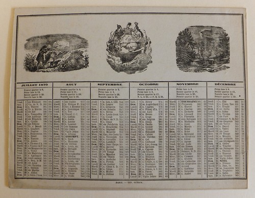 Calendrier calendar 1870 | eBay