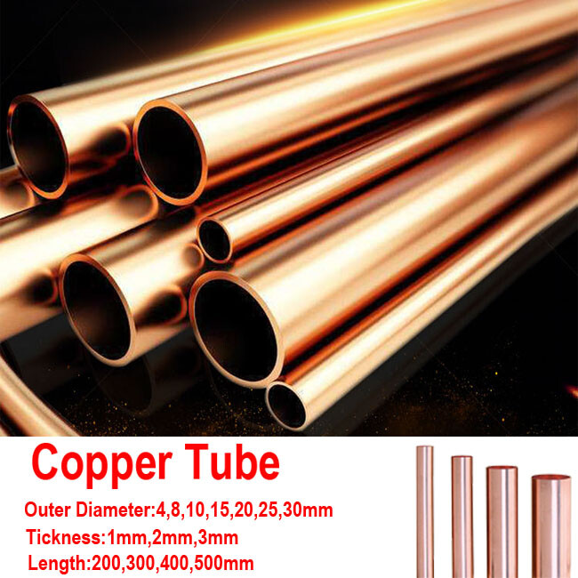 Round T2 Copper Tube Pipe Rod Long 200 300 400 500mm Dia 4 8 10 20 25 ...