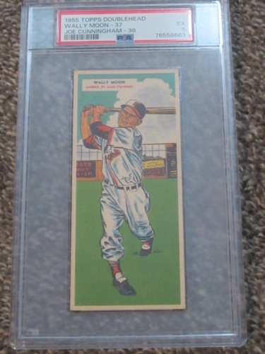 1955 Topps Doubleheaders 37 Wally Moon 38 Joe Cunningham PSA 5 EX NQ ...