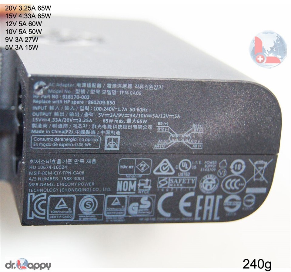 65W Type USB-C Adapter Charger Compatible HP M52944-001 M54350-001 TPN ...