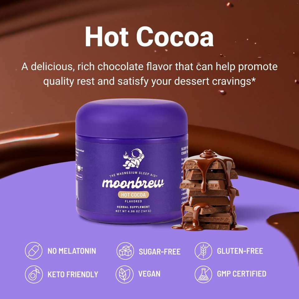 Moonbrew Nighttime Magnesium Hot Cocoa Jar, Natural Sleep Aid Drink Mix ...