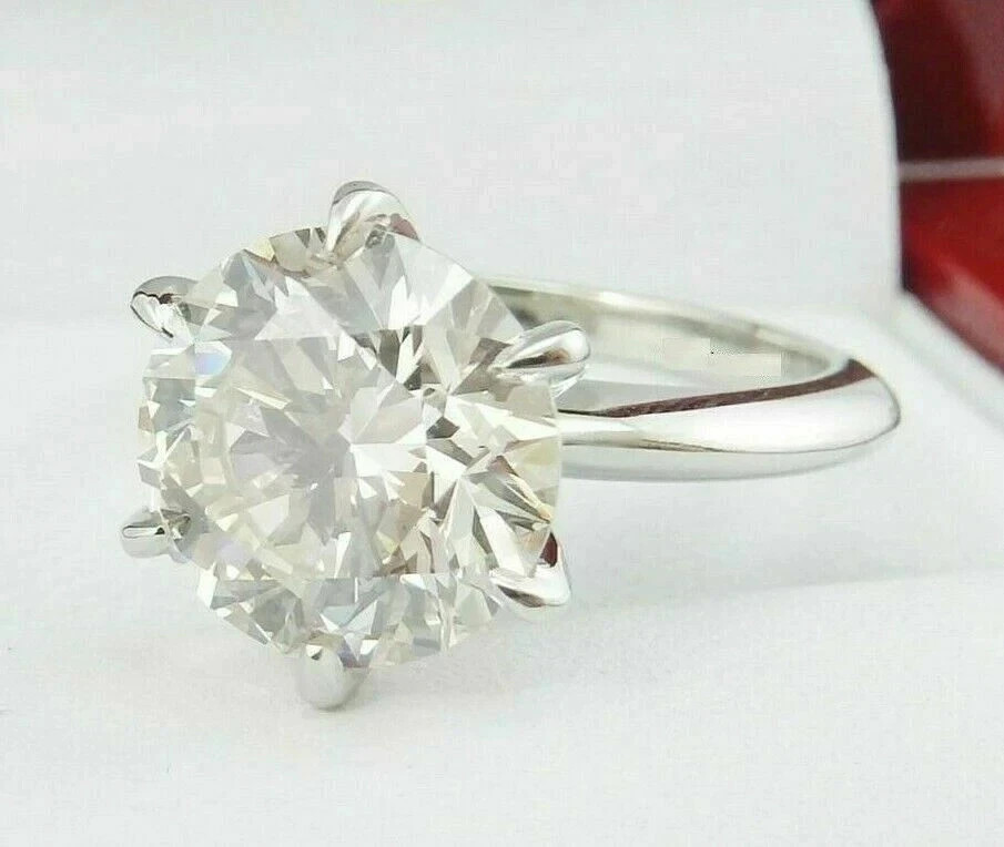 3 Ct. Off White Round Heated & Pressure Treated Diamond Solitaire Ring ...