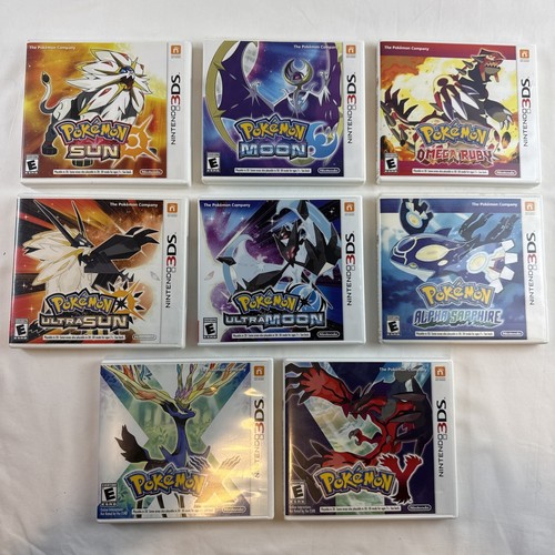 Pokemon Nintendo 3DS GAME LOT Of 8 Complete CIB Box Sun Moon Ultra X Y ...