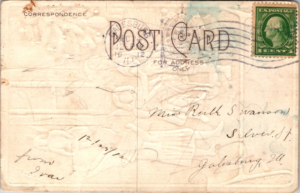 Christmas Postcard Angels Delivering Delivering Gifts Through Window | eBay