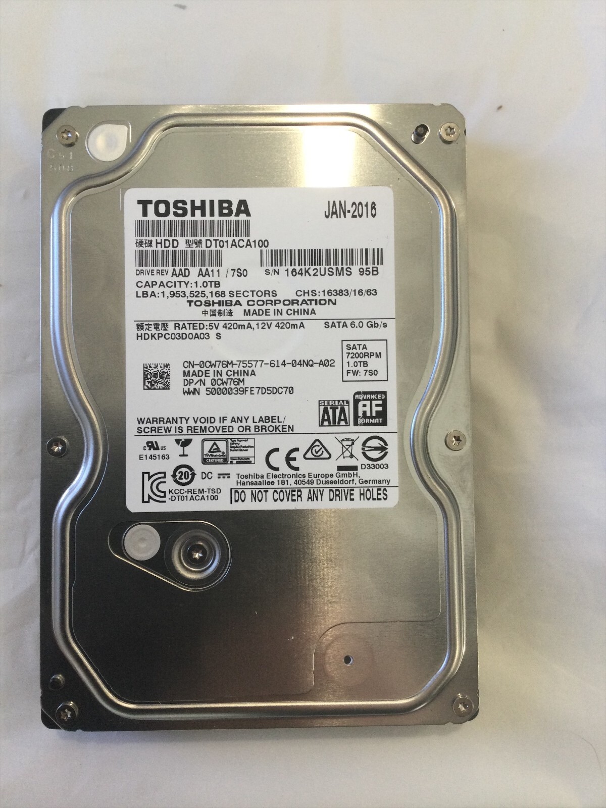 TOSHIBA DT01ACA100 1TB 7200 RPM 32MB Cache SATA 6.0Gb/s 3.5" Internal ...