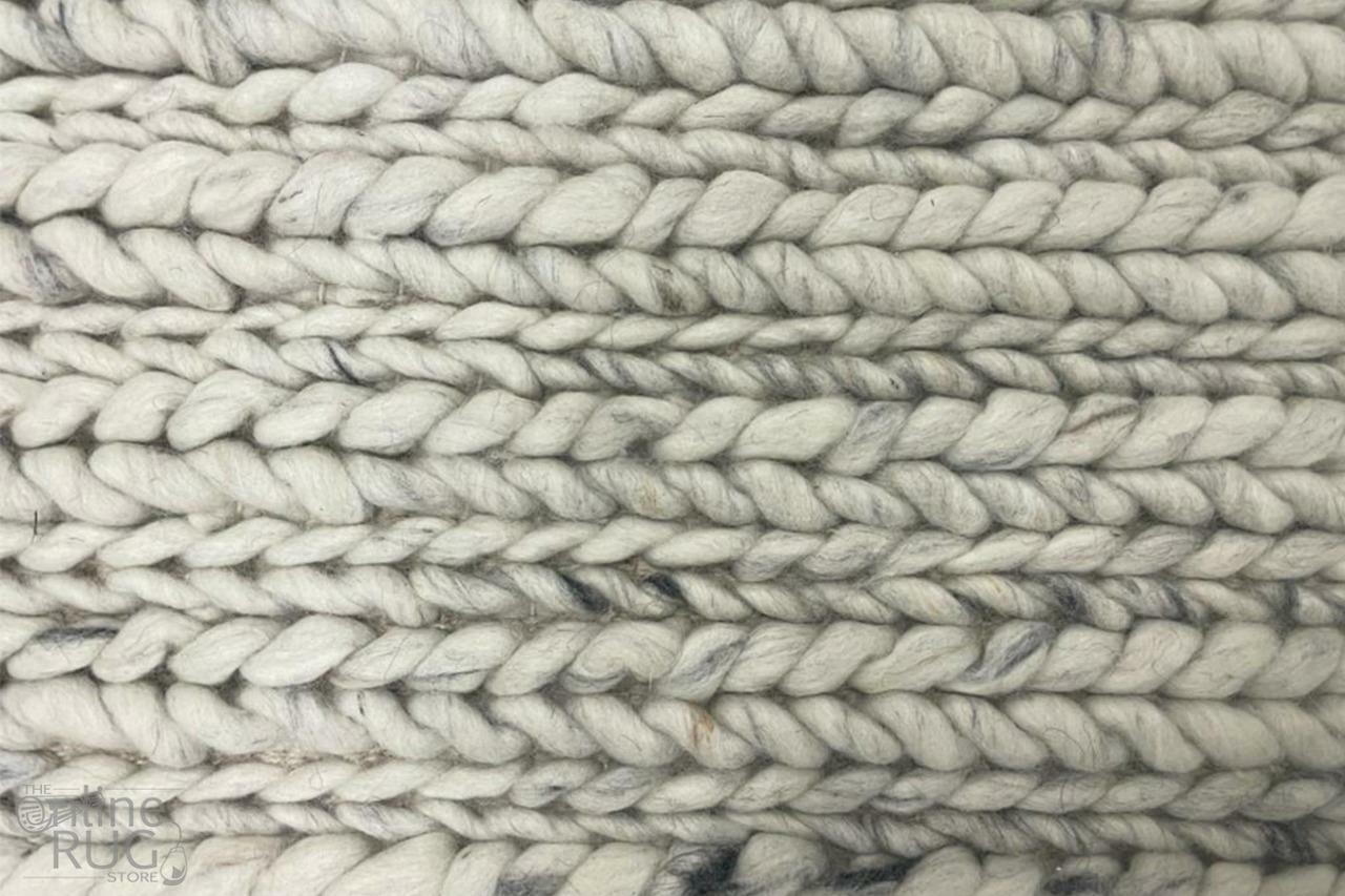 GREY FLOOR RUG BRAIDED PATTERN CHUNKY WOOL SCANDINAVIAN CARPET - 155 x ...