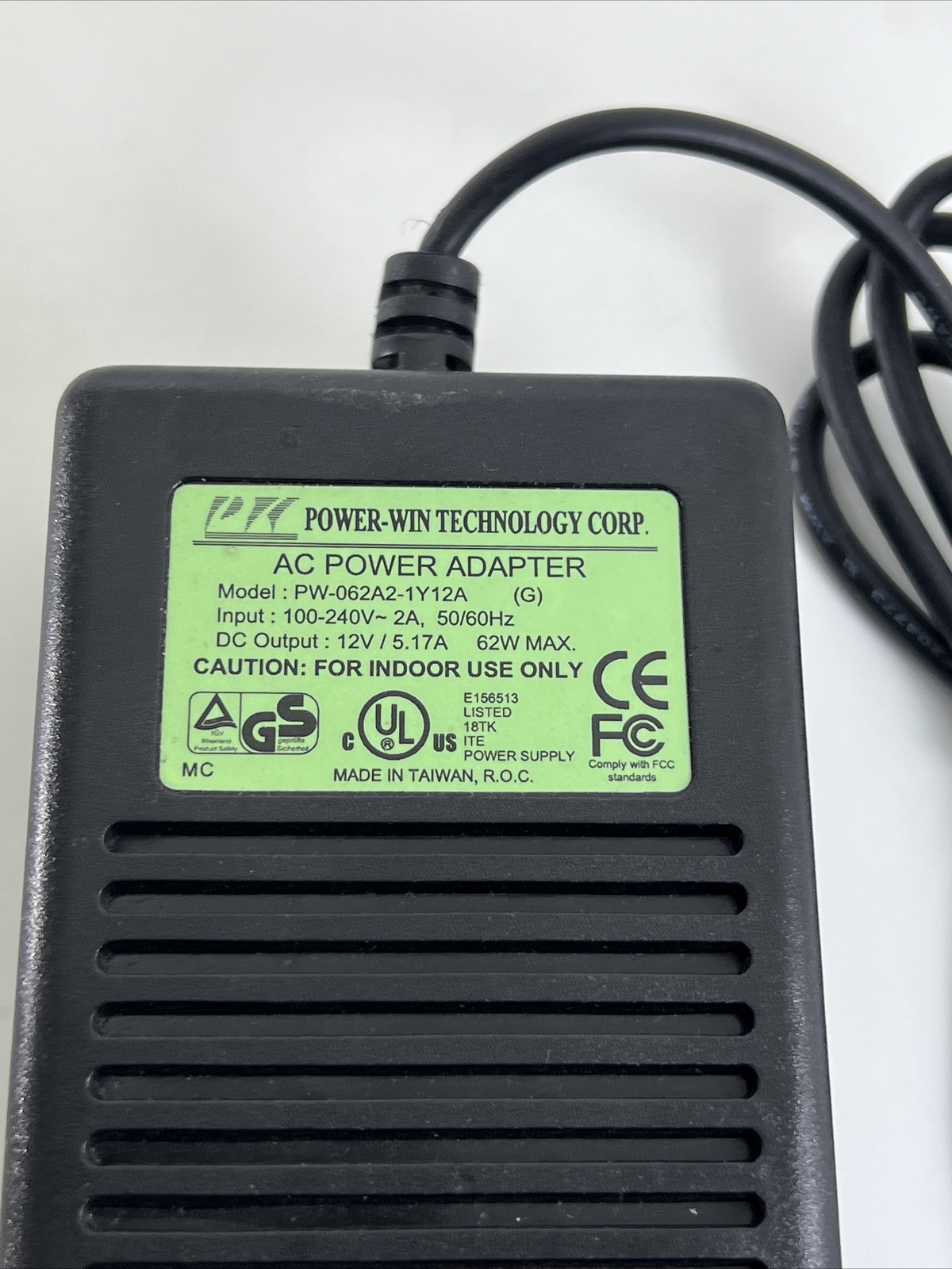 POWER-WIN TECHNOLOGY PW-062A2-1Y12A Power Adapter Charger, No power ...