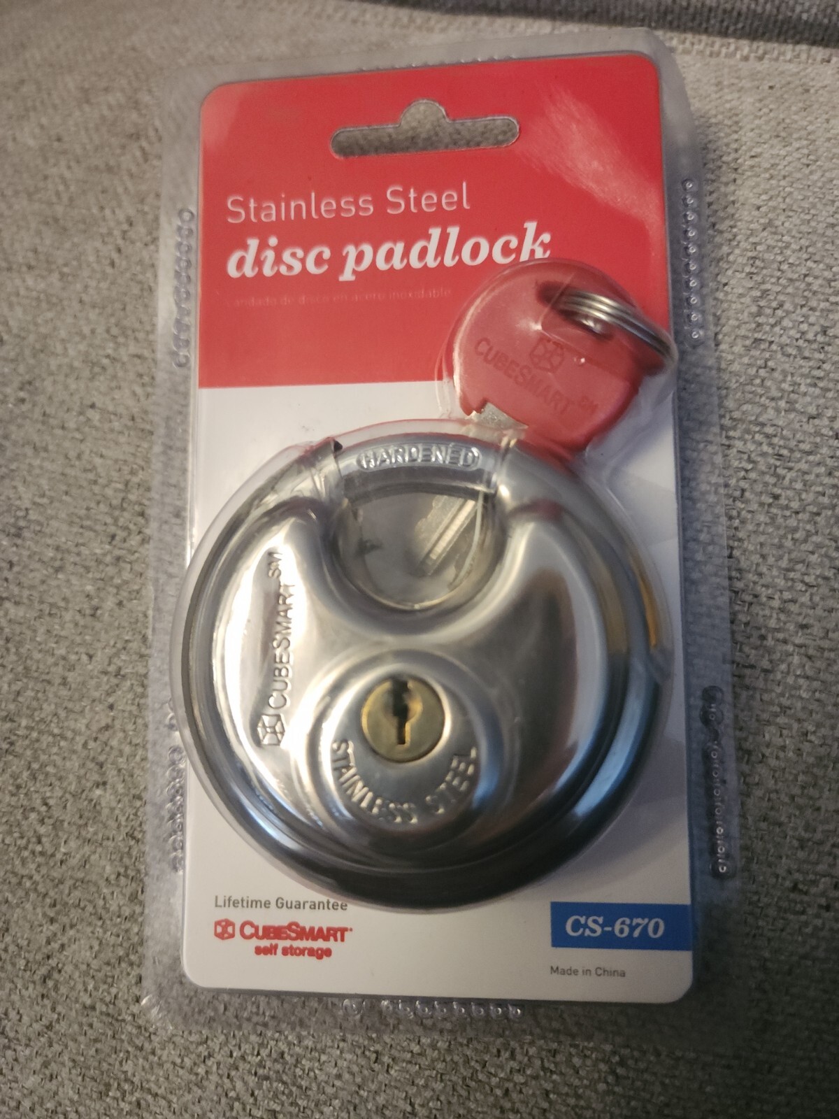 Cubesmart Stainless Steel 2 ¾ Disc Padlock With 1 Key for sale online ...