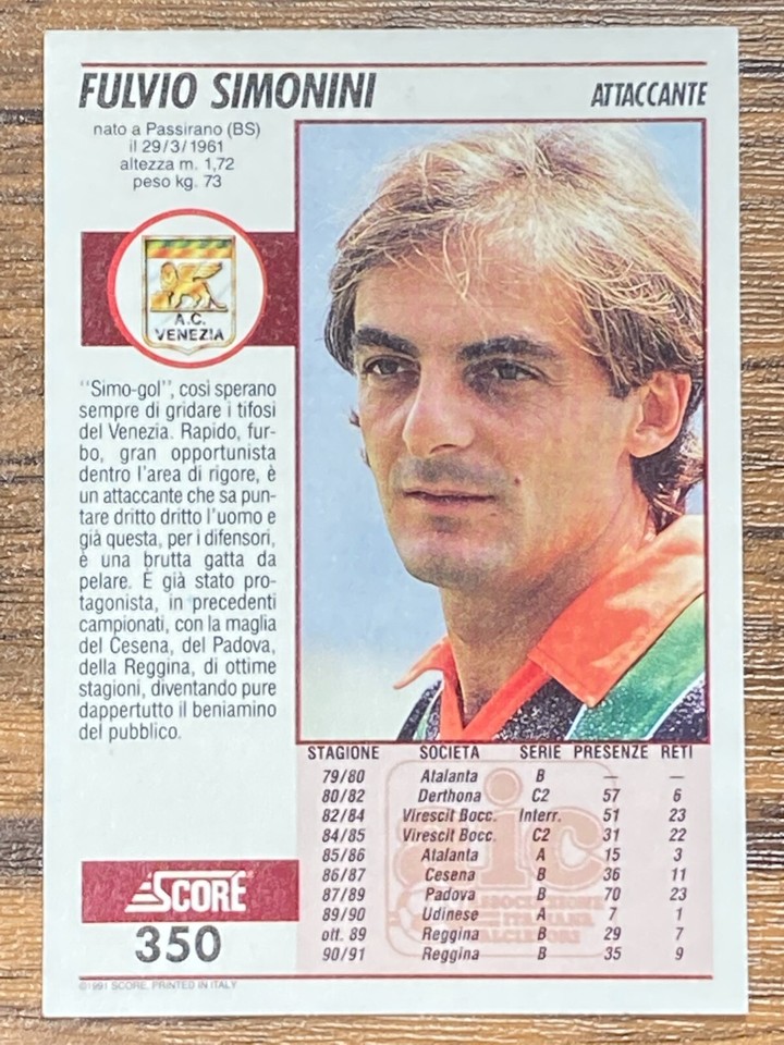 Score 92 Card Calcio Serie A Fulvio Simonini Venezia | eBay
