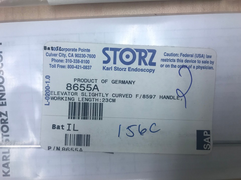 8655A Karl Storz Elevator Slightly Curved F/8597 Handle Working Length ...