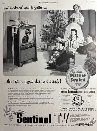 1952 Sentinel Television Radio Sets 21 Inch Picture Evanston IL Vintage ...