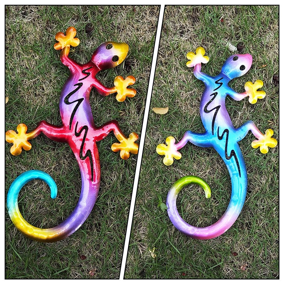 3Pcs Iron Gecko Hanging Ornament Wall Art Decor Sculpture for Indoor ...