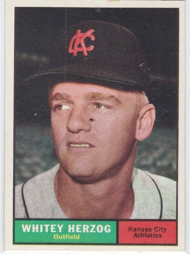 Whitey Herzog 1961 Topps baseball base card Royals/ Cardinals VG-EX ...