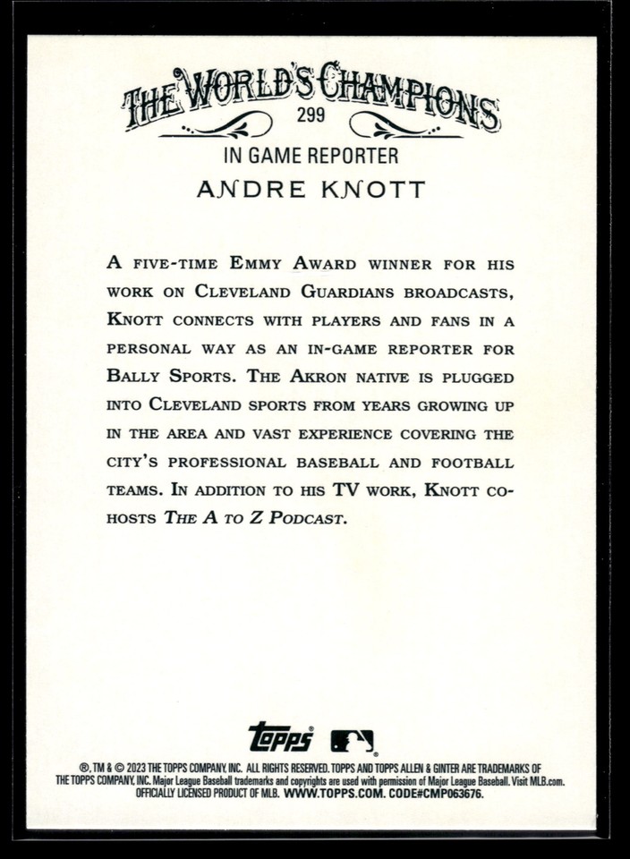 Andre Knott 2023 Topps Allen & Ginter Hot Box Silver Foil Portrait Card ...